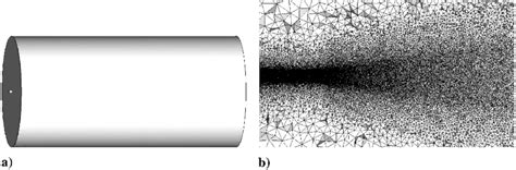 sketches of a view of the computational domain and b cut of the mesh