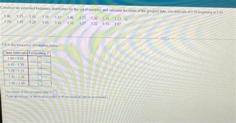 solved construct an extended frequency distribution for the