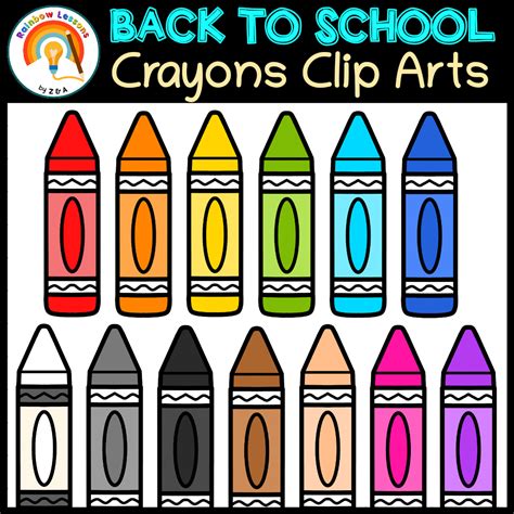 Crayons Clip Art Colorful Crayons Clipart Rainbow Crayon Clipart