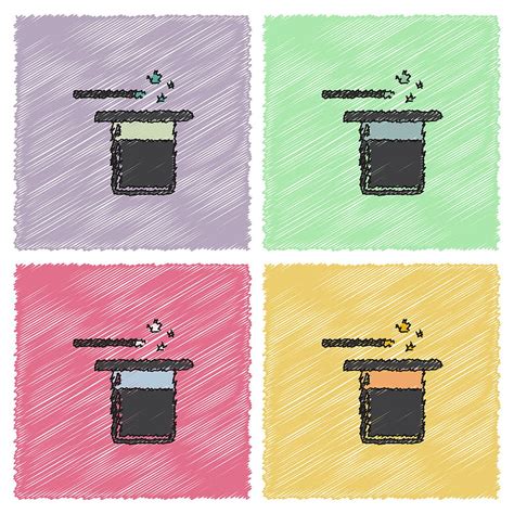 부화 스타일 벡터에 마술 지팡이와 마술 모자 Ai Eps Uidownload