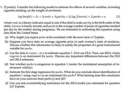 1 5 Points Consider The Following Model To Chegg Com