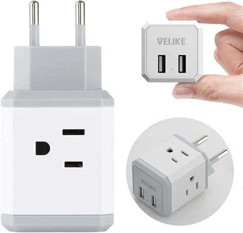 Jp Velike 海外変換プラグ Cタイプ 旅行用 変換器 4個ac差込口 2usbポート付き コンセント変換 電源変換アダプター イタリア 韓国 スペイン ドイツ