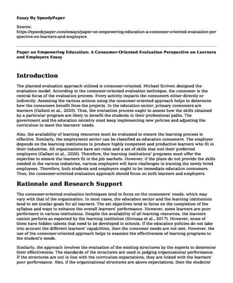 📗 Paper On Empowering Education A Consumer Oriented Evaluation Perspective On Learners And