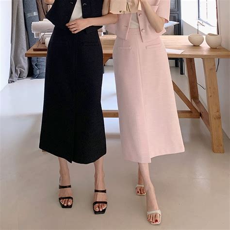 베니토 셋업가능♥프리미엄트위드고급미up Made 프리미엄 뮤렛 트위드 롱 스커트 여름데일리a라인h라인하객룩오피스룩격식룩슬릿