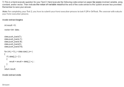 Solved 7 This Is A Hand Execute Question For Your Test 2