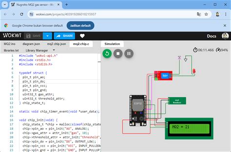 simulator chip sensor gas pada wokwi jurnal si tux