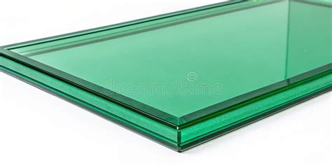 Green Tempered Glass Panel Close Up Of A Rectangular Pane With Layered Construction Glass Panel