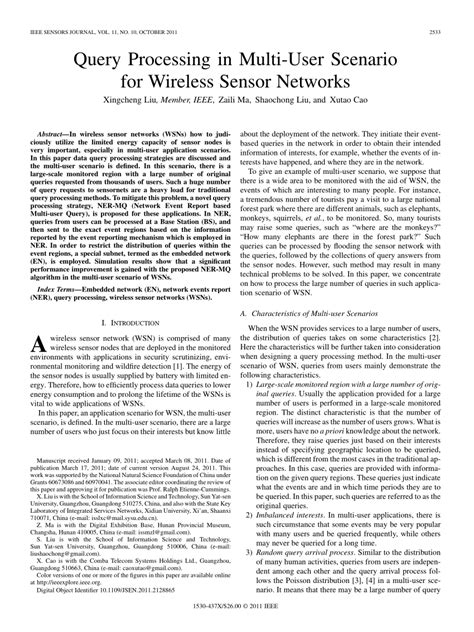 pdf query processing in multi user scenario for wireless sensor networks
