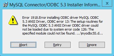 MySQL ODBC 5 3 64 Bit Installation Stack Overflow