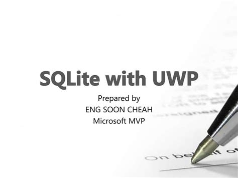 Sqlite With Uwp Ppt