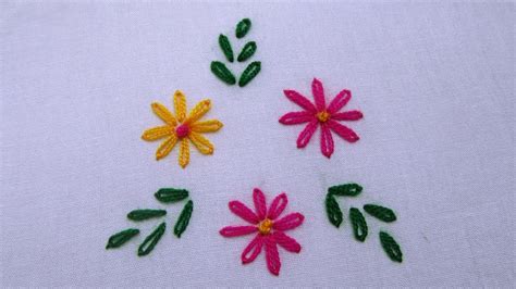 Lazy Daisy Stitch How To Sew Lazy Daisy Flower Stitch Hand Embroidery Youtube