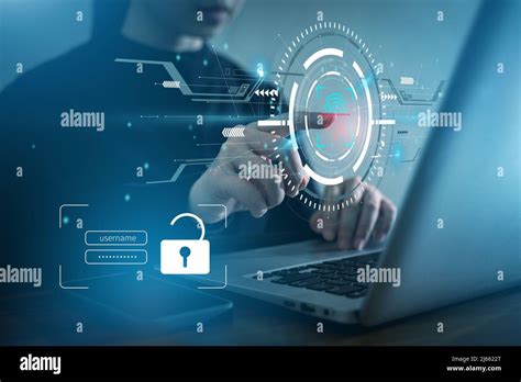Illustration Of Login To Secure Dashboard By Fingerprint Scan To Access Protected Network Data