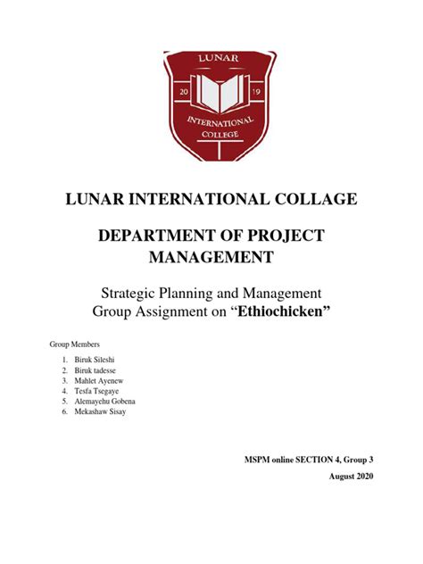 strategy planning group assignment pdf strategic management