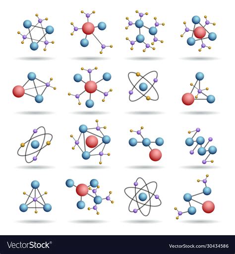Colourful 3d Molecules Structures Royalty Free Vector Image