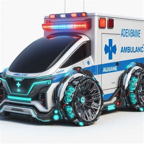 Future Concept Sci Fi Ambulance Car Presented On White Background 4