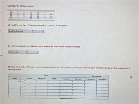 Solved Consider The Following Data A Find The Number Of