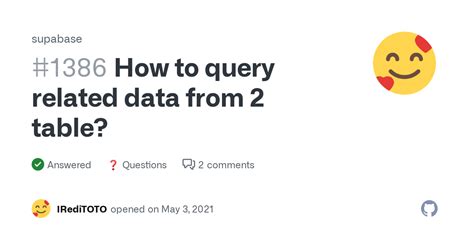 How To Query Related Data From 2 Table · Supabase · Discussion 1386