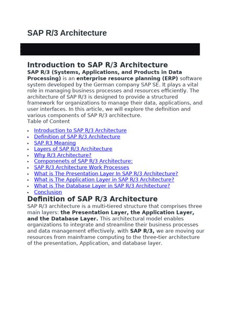 Sap Architecture Pdf