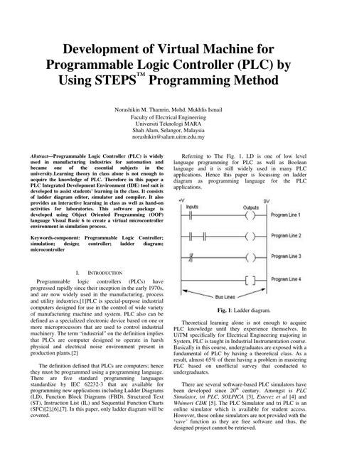 Pdf Development Of Virtual Machine For Programmable Logic Controller Plc By Using Steps