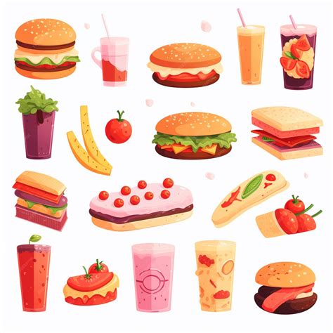 Premium Vector A Collection Of Different Types Of Food Including A