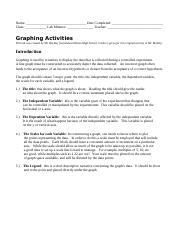 Graphing Activities Doc Name Date Completed Class Lab Minutes Teacher Graphing Activities