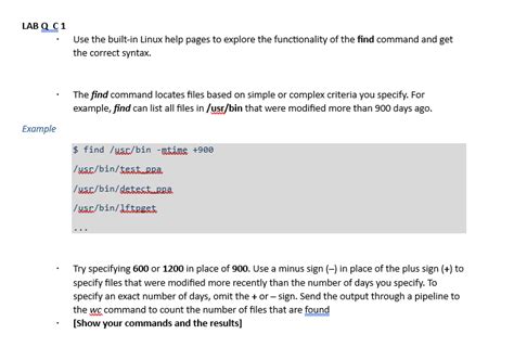 Solved Use The Built In Linux Help Pages To Explore The