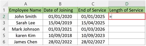 How To Calculate The Length Of Service In Microsoft Excel SpreadCheaters
