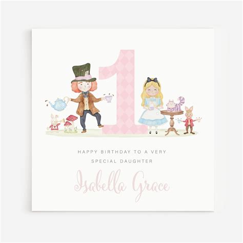 Personalised Alice In Wonderland Birthday Card Daughter Granddaughter