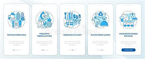Bio Based Materials Examples Blue Onboarding Mobile App Screen Stock Vector Illustration Of