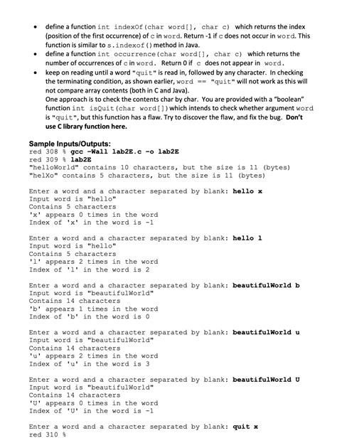 Solved Problem E Reading And Manipulating Character Arrays Chegg