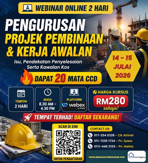 Webinar Online Webinar Online 2 Hari Pengurusan Projek Pembinaan