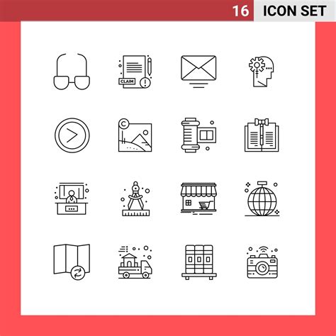 User Interface Pack Of 16 Basic Outlines Of User Interface Message Arrow Information Editable