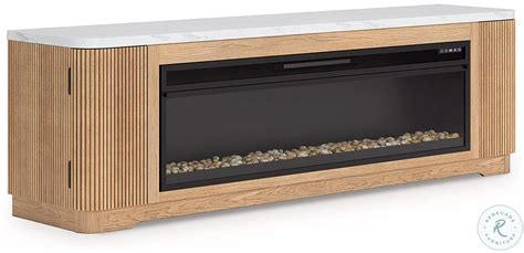 Camdill Light Brown 80 Tv Stand With Electric Fireplace From Ashley