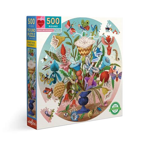 Eeboo 500 Piece Puzzle Crazy Bug Bouquet Jigsaw Puzzle