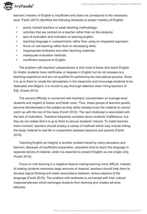 using corpus linguistics to improve teaching of grammar 3574 words