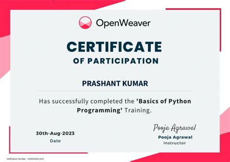 prashant kumar on linkedin certification of basics of python programming
