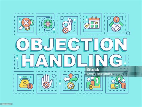 Objection Handling Word Concepts Light Blue Banner Stock Illustration