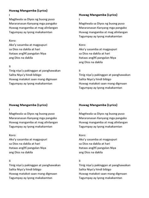 Huwag Mangamba Lyrics Pdf