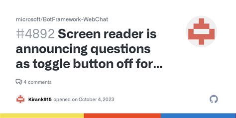 Screen Reader Is Announcing Questions As Toggle Button Off For Every