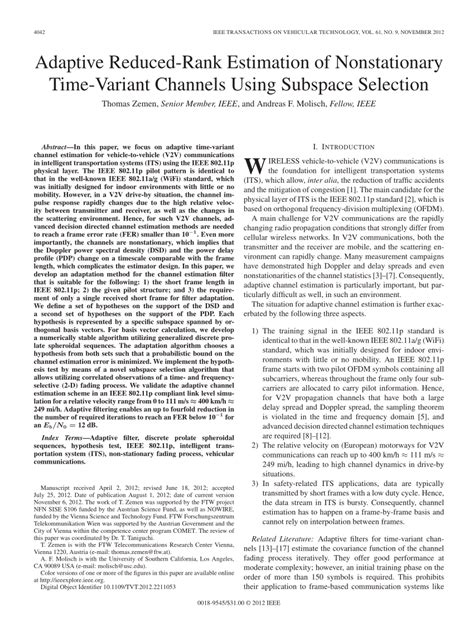 Pdf Adaptive Reduced Rank Estimation Of Nonstationary Time Variant