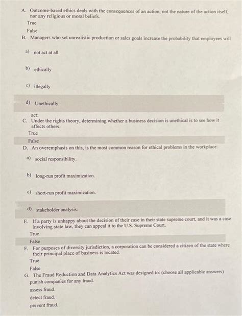 Solved A Outcome Based Ethics Deals With The Consequences