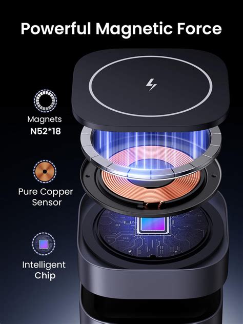 Ugreen Magflow 2 In 1 Wireless Charger Qi 15w Magsafe Compatible Fo