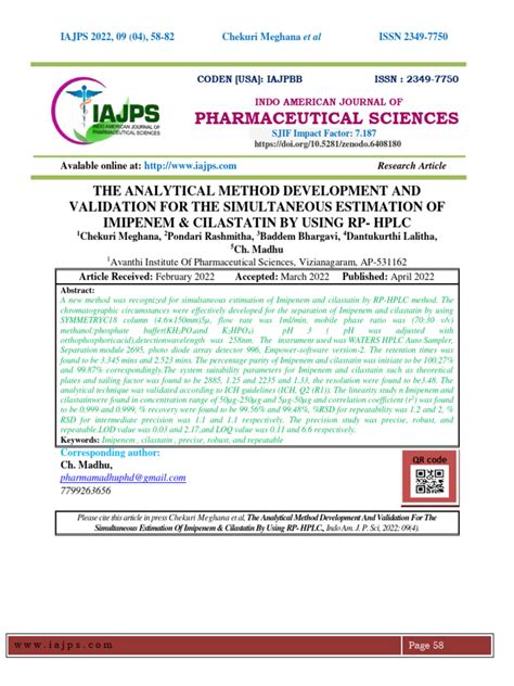 The Analytical Method Development And Va Pdf High Performance Liquid Chromatography