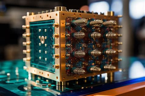 Close-up of Quantum Computer Chip with Glowing Circuits Stock Image - Image of closeup, chip ...
