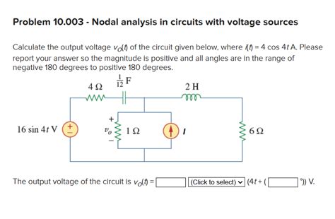 Solved Calculate The Output Voltage VO T Of The Circuit Chegg