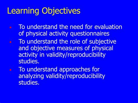Ppt Validity And Reproducibility Of Physical Activity Questionnaires Powerpoint Presentation