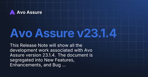 Avo Assure V2314 Avo Assure