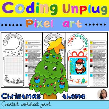 Free Pixel Art Christmas Coding Unplugged Christmas Color By Code Christmas