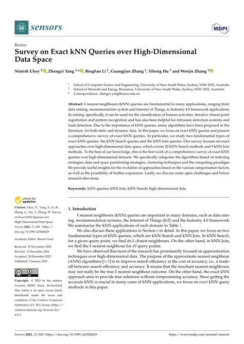 pdf survey on exact knn queries over high dimensional data space