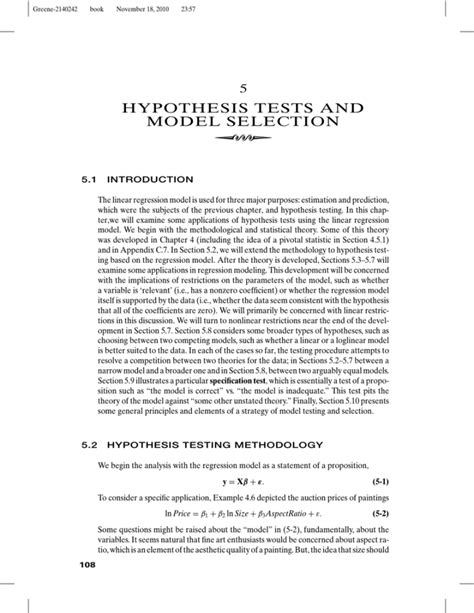 HYPOTHESIS TESTS AND MODEL SELECTION